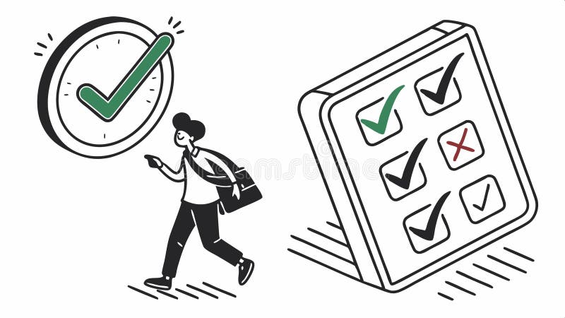 Checklist with Person, Task Management and To,do List Illustration ...