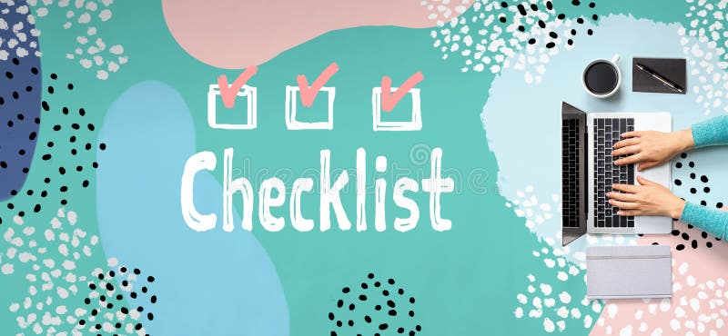 Checklist with Person Using Laptop Stock Photo - Image of checkbox ...