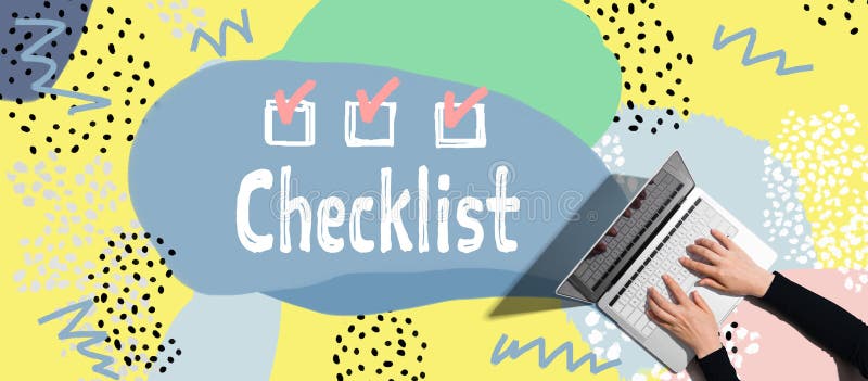 Checklist with Person Using Laptop Stock Photo - Image of modern ...