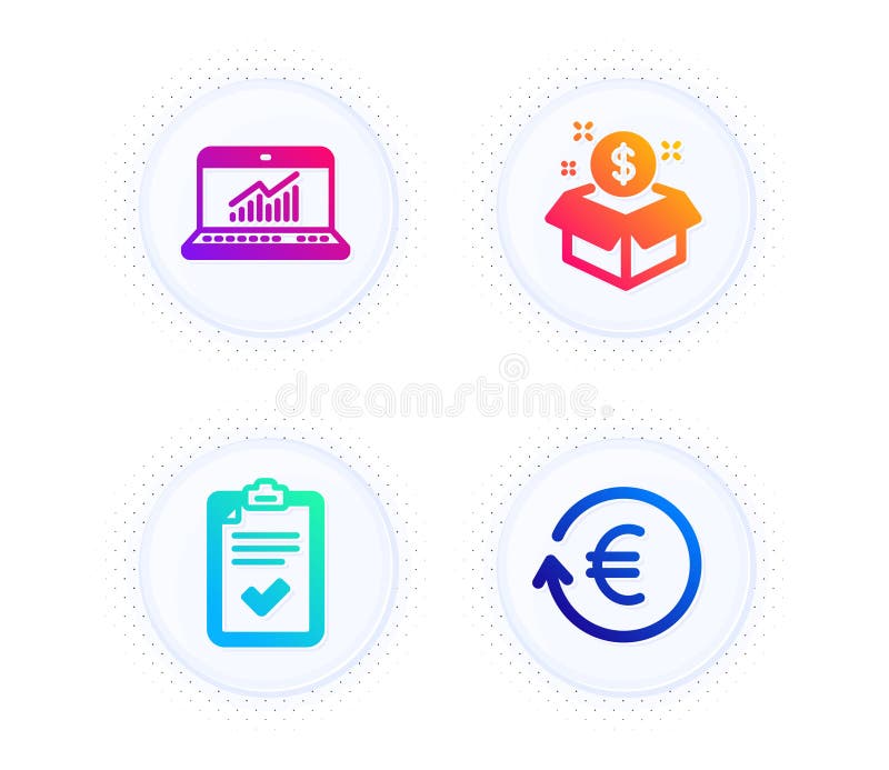 Checklist, Post Package and Online Statistics Icons Set. Exchange ...