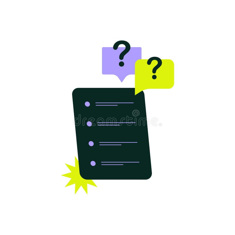 Checklist with Question Marks in Flat Vector Illustration Symbolizing ...