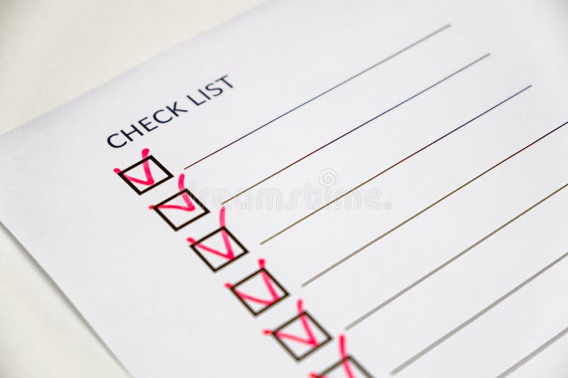 Checklist with Red Check Marks on Paper Stock Photo - Image of choice ...