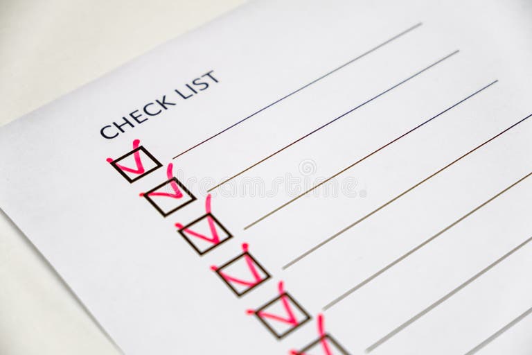 Checklist with Red Check Marks on Paper Stock Photo - Image of choice ...