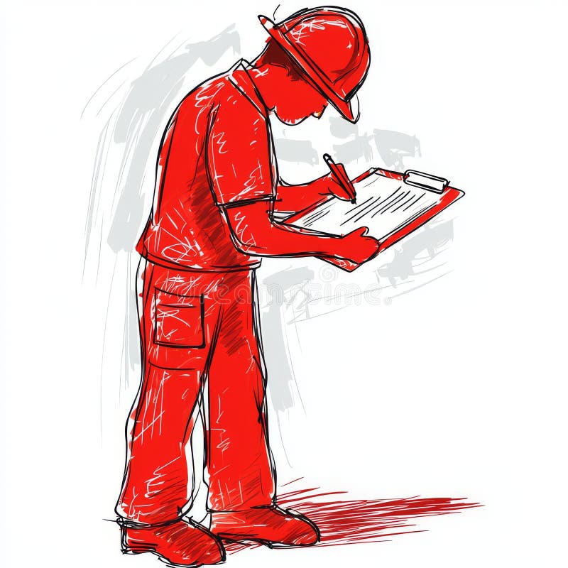 Checklist with Red Hatched Modern Drawing for Civil Engineer Stock ...