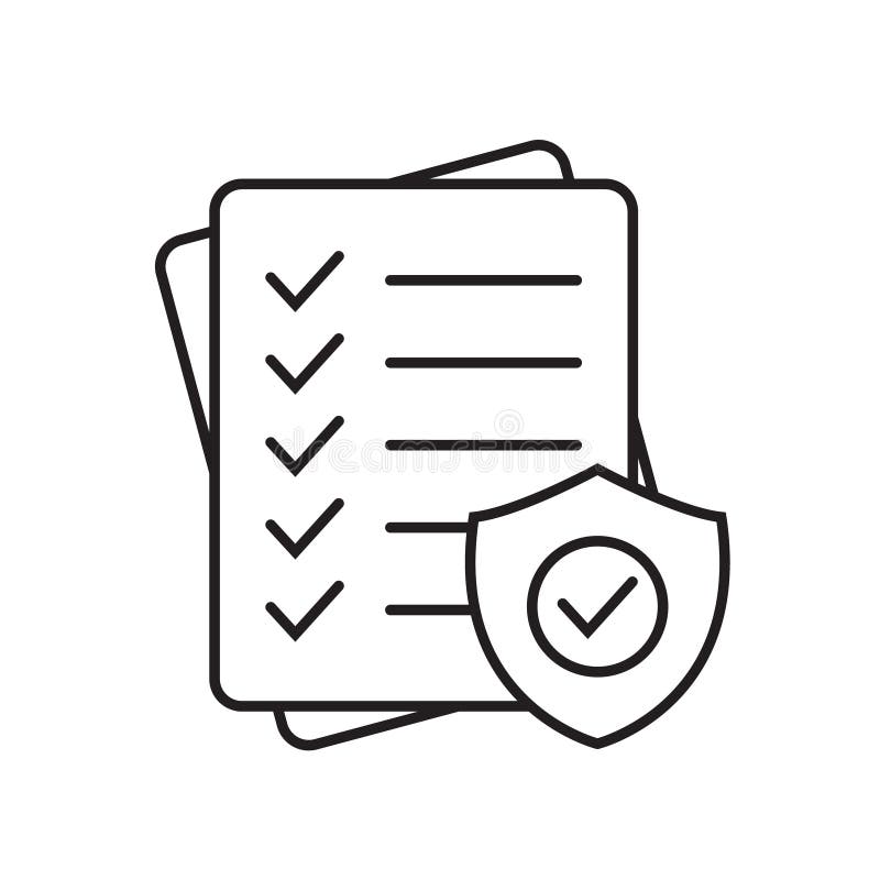 Checklist and Shield Line Icon, Insurance Policy Concept, Data Document ...