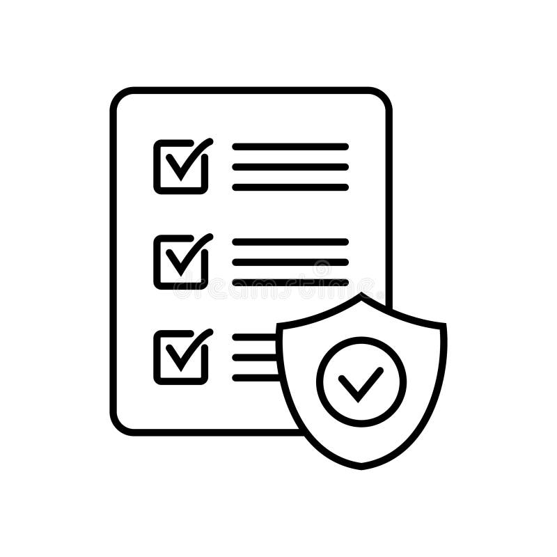 Checklist and Shield Line Icon, Insurance Policy Concept, Data Document ...