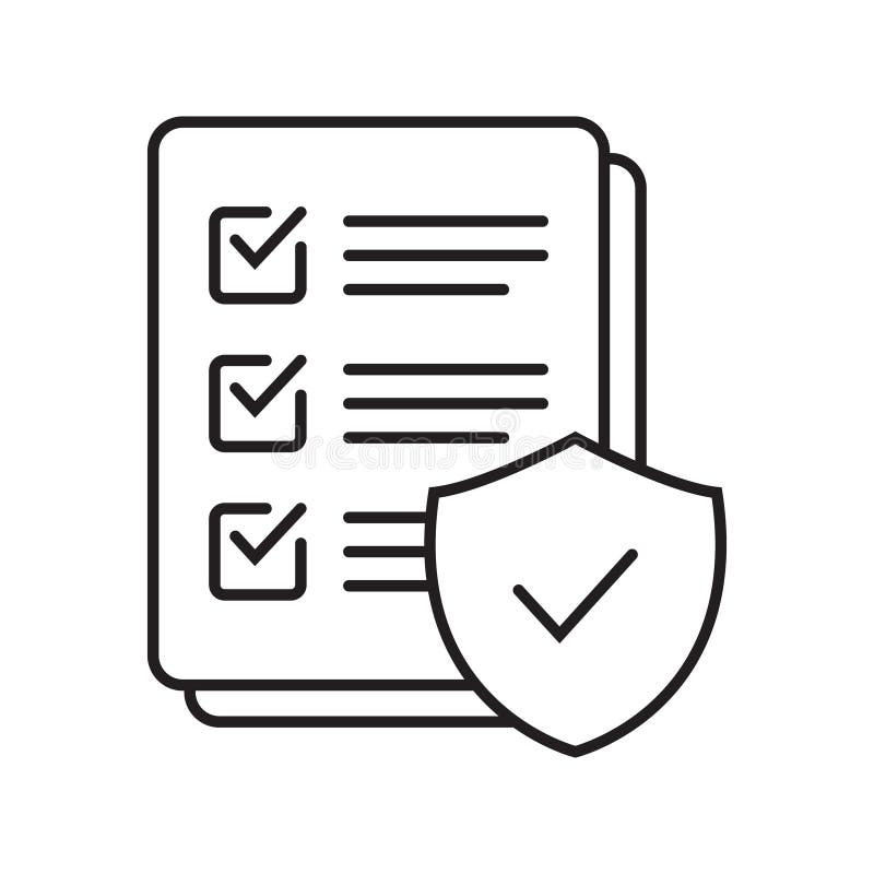 Checklist and Shield Line Icon, Insurance Policy Concept, Data Document ...
