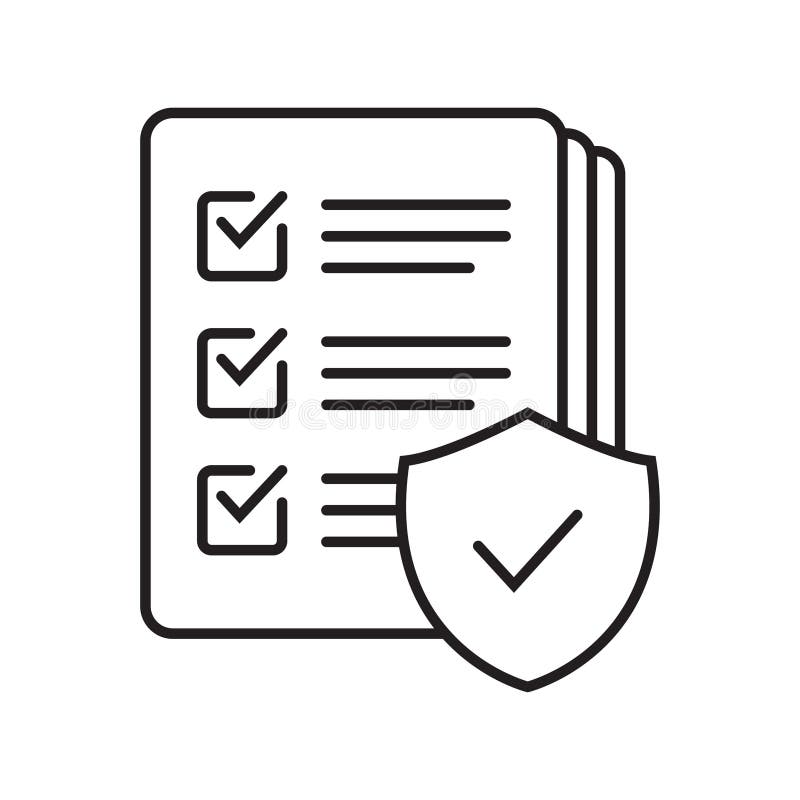 Checklist and Shield Line Icon, Insurance Policy Concept, Data Document ...