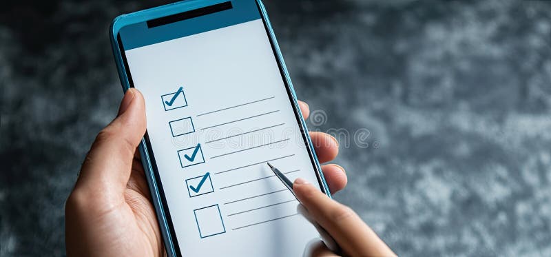 Mobile Checklist App stock illustration. Illustration of weekly - 384860404
