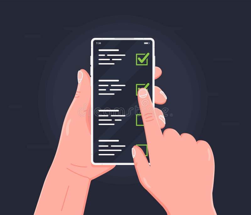 Checklist on Smartphone Display, Checkboxes with Check Mark. Flat ...