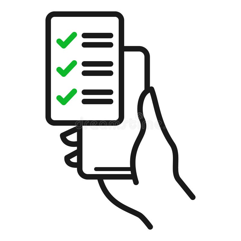 Checklist on Smartphone Screen Icon. Hand Holds Mobile Phone and Check ...