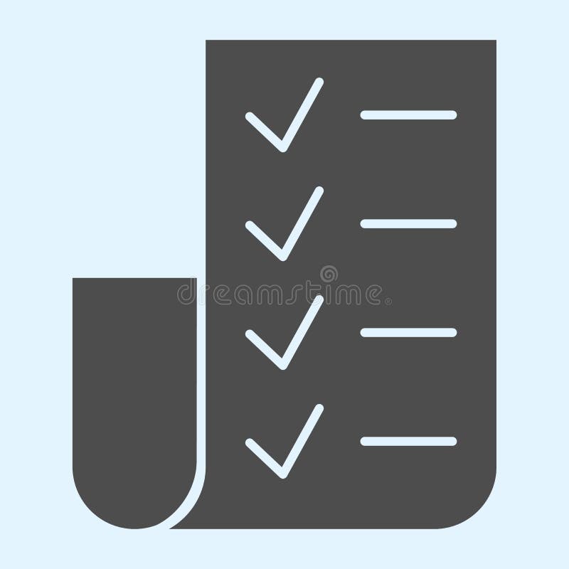 Checklist Solid Icon. Folded Paper Check List with Marks Stock Vector ...
