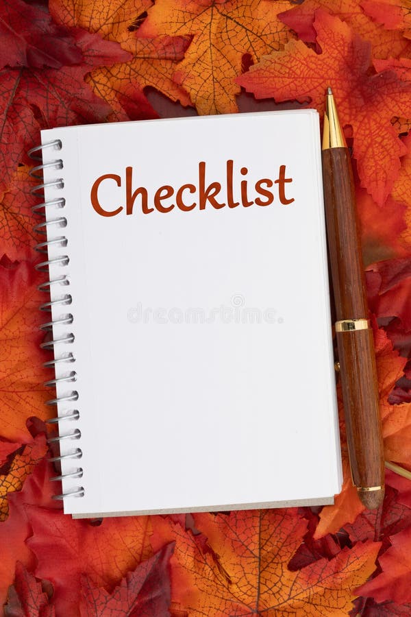 Checklist on a Spiral Notebook and Pen with Fall Leaves for Your Autumn ...