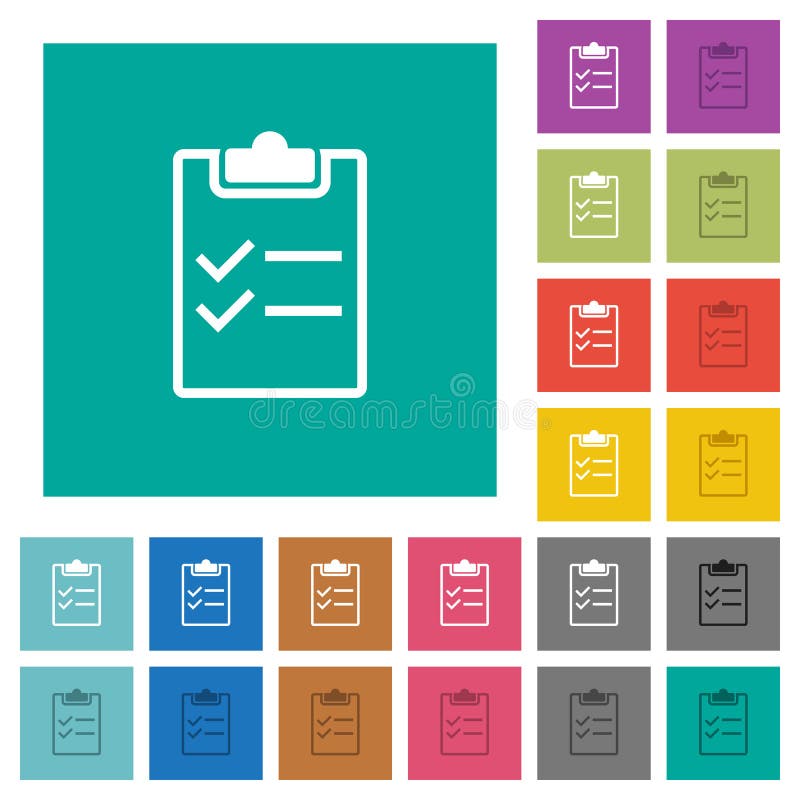 Checklist Square Flat Multi Colored Icons Stock Vector - Illustration ...
