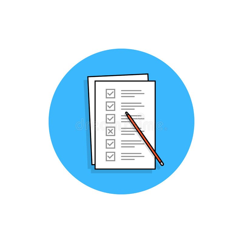 Checklist Task or Quiz Blue Round Icon Stock Vector - Illustration of ...