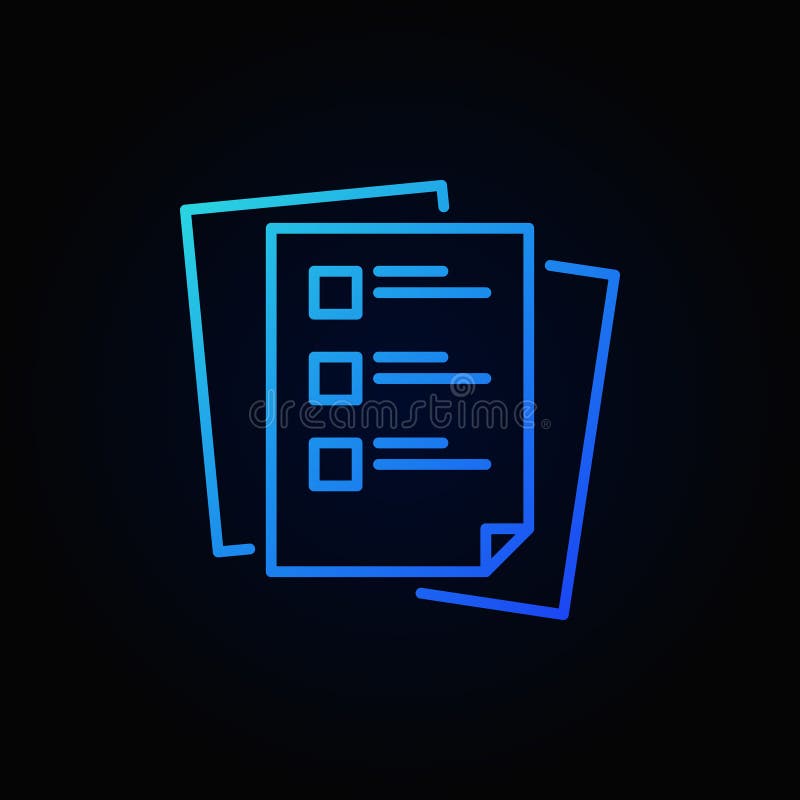Checklist Blue Outline Icon. Vector To Do List Concept Sign Stock ...