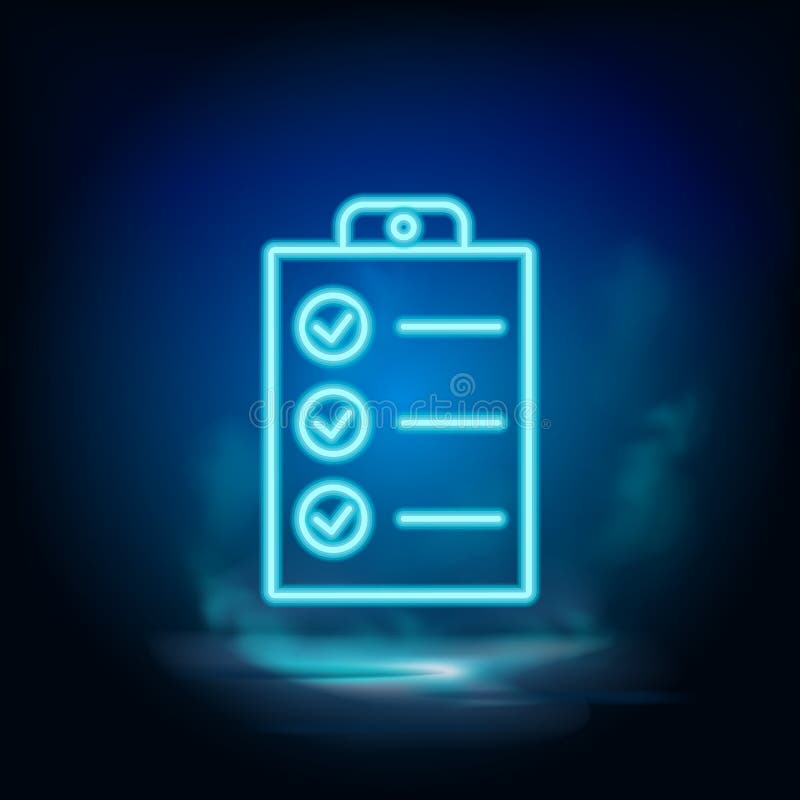 Checklist, Tasks Neon Icon. Blue Neon, Business Neon Icon Stock ...