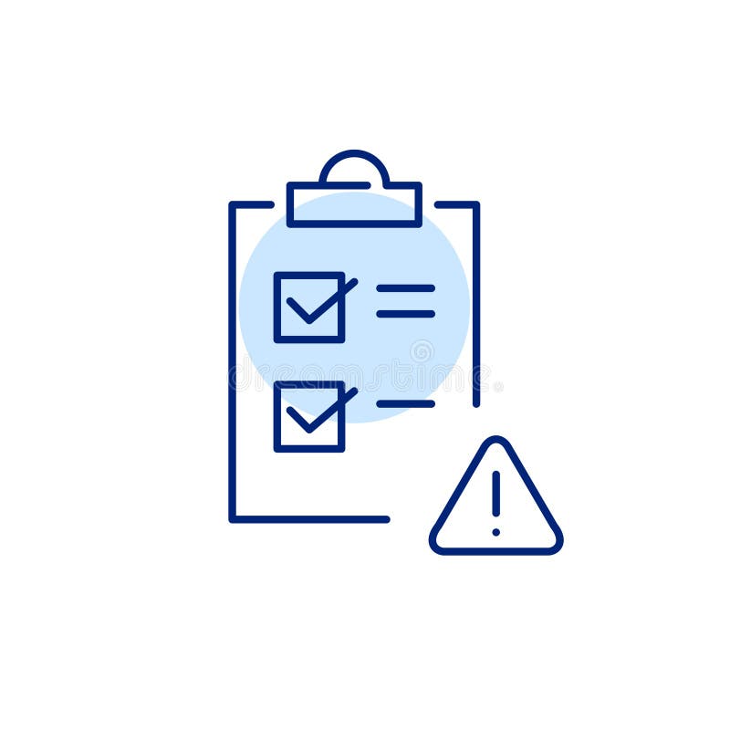 Checklist with Tasks Ticked Off and Hazard Alert. Exclamation Mark in ...