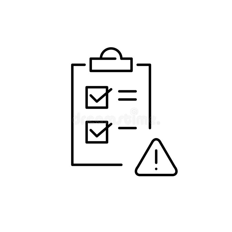 Checklist with Tasks Ticked Off and Hazard Alert. Exclamation Mark in ...