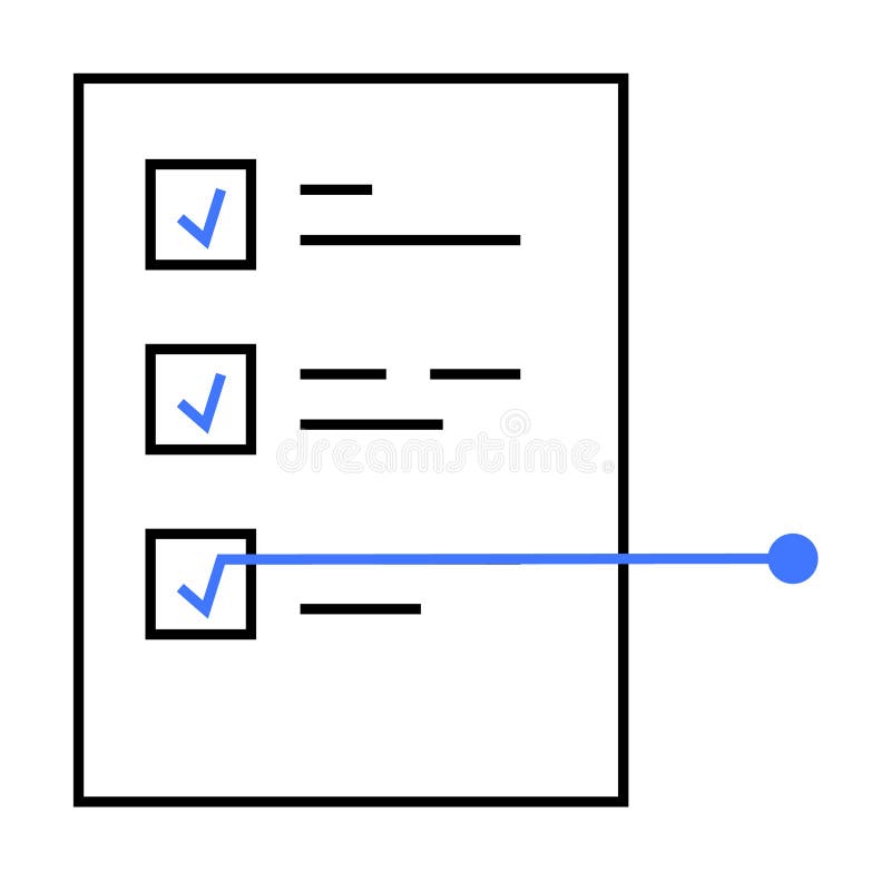 Checklist with Three Completed Items and Connecting Line in Minimalist ...