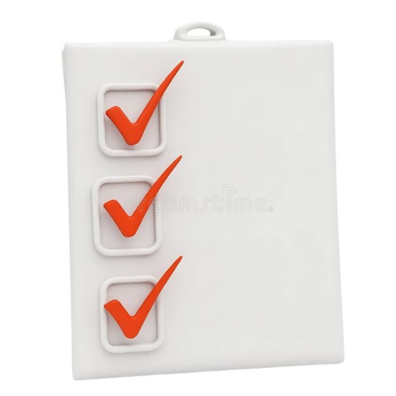 Checklist with Three Red Check Marks on White Board Stock Illustration ...