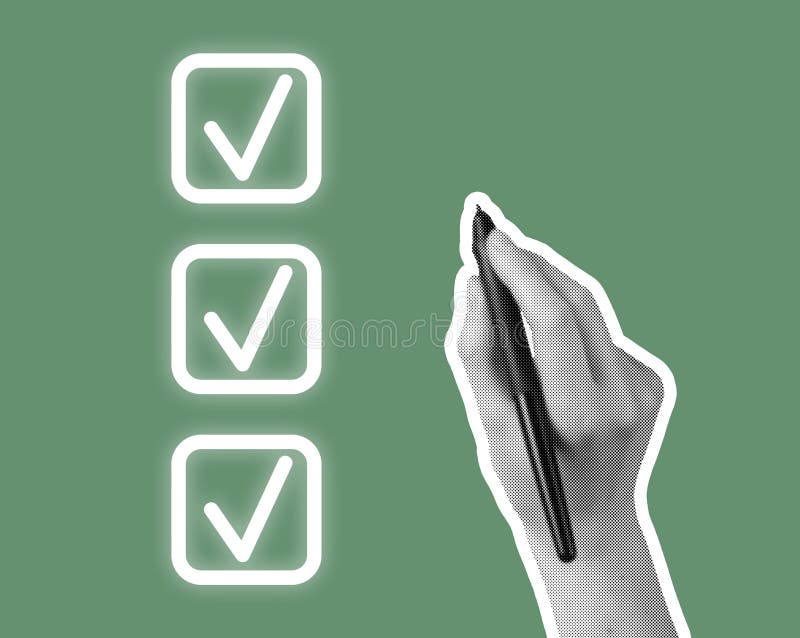 Checklist with Tick Marks on a Document. Completing Tasks in Business ...