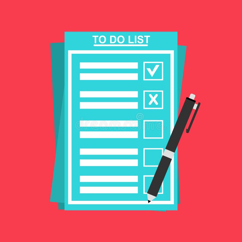 Checklist On To Do List. Form Illustration With Man Signing A Paper ...