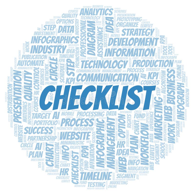 Checklist Typography Word Cloud Create with the Text only. Stock ...
