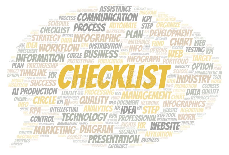 Checklist Typography Word Cloud Create with the Text only. Stock ...