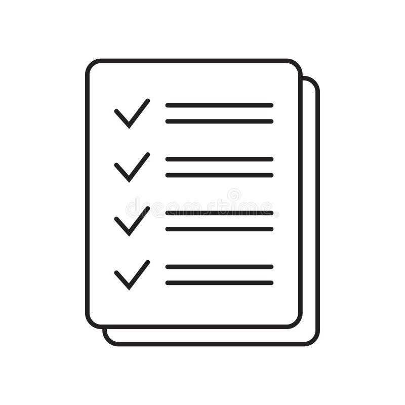 Checklist Vector Icon in Line Art Style. Document Icon, Questionnaire ...