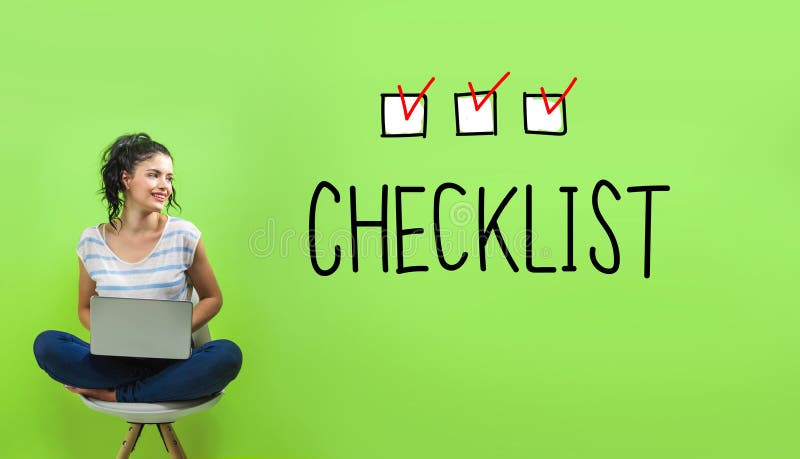Checklist with young woman stock photo. Image of mark - 127760738
