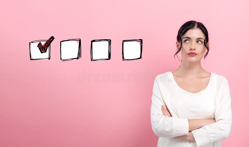 Checklist with young woman stock photo. Image of young - 165595684