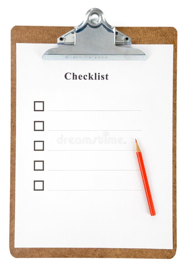 Checkliste stockfoto. Bild von papier, checkliste, exemplar - 11096012