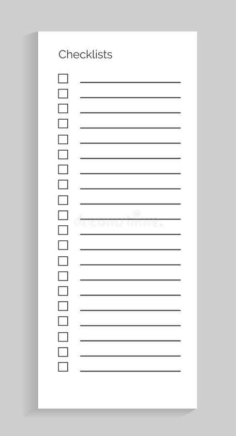 Checklist Empty Sheet of Paper Vector Illustration Stock Vector ...
