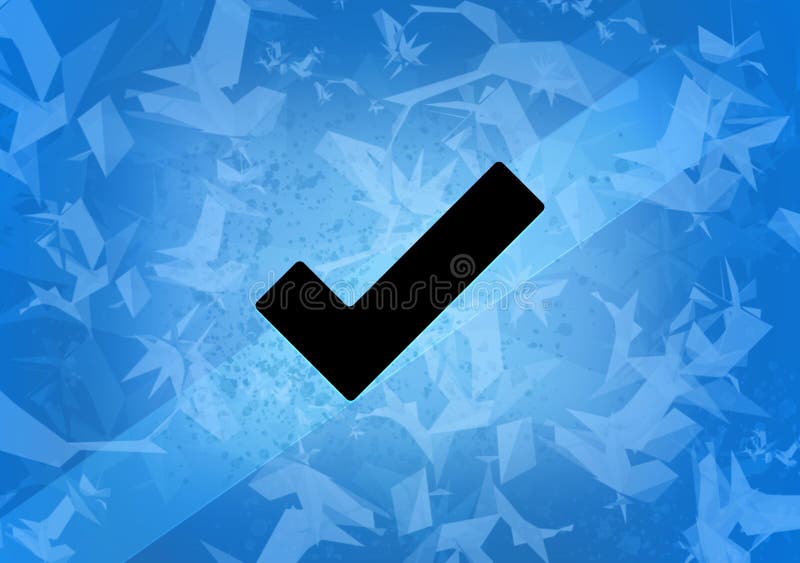 Checkmark Aesthetic Abstract Icon on Blue Background Stock Illustration ...