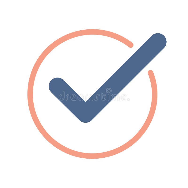 Checkmark Circle Icon. Blue Checkmark Inside a Pink Circle Stock Vector ...