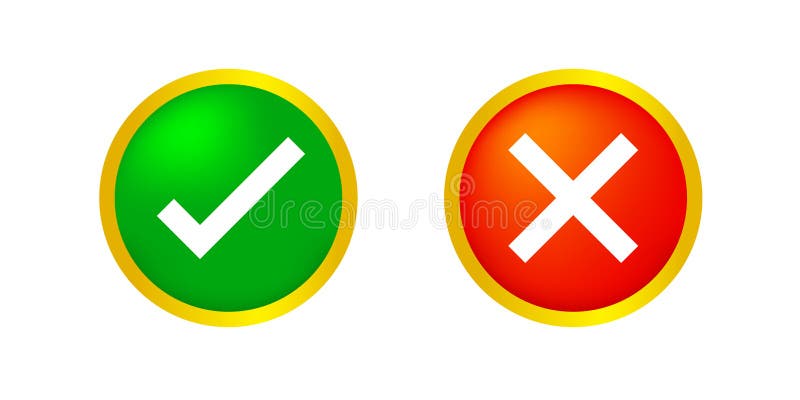 Checkmark and X or Confirm and Deny Circle Icon Button 3d for Apps and ...