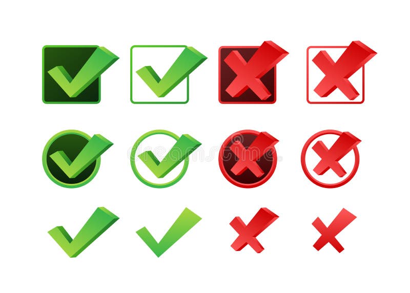Checkmark Cross. Check and Wrong Icon. Symbols YES and NO. Vector Stock ...