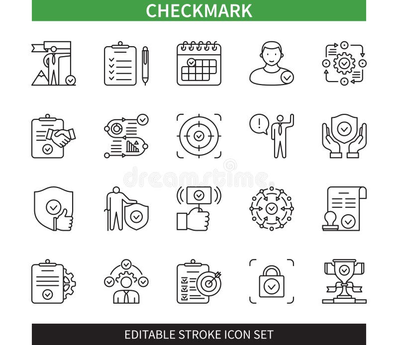 Checkmark Icon Outline Editable Stroke Stock Illustrations – 1,359 ...