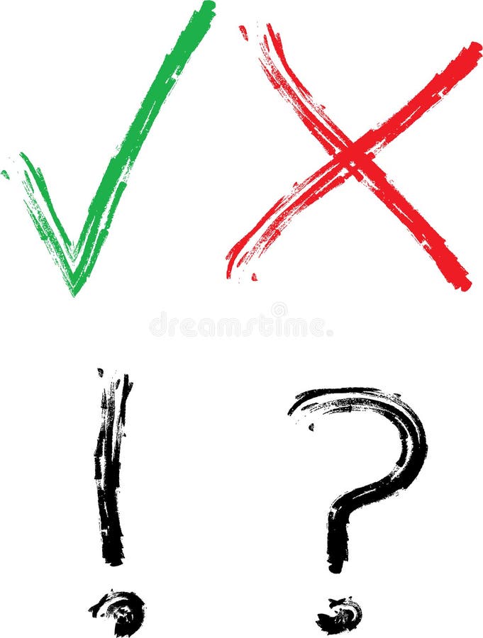 Checkmark, X, Exlamation Mark, Question Mark Stock Illustration ...