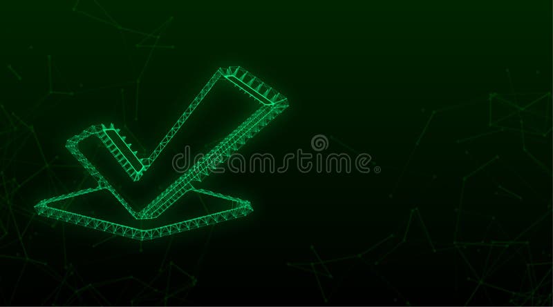 Checkmark. Green Approved Sticker. Neon Style. Vector Illustration ...