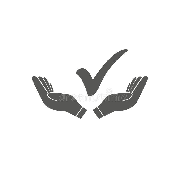 Checkmark on Hand Icon Vector Illustration Stock Illustration ...