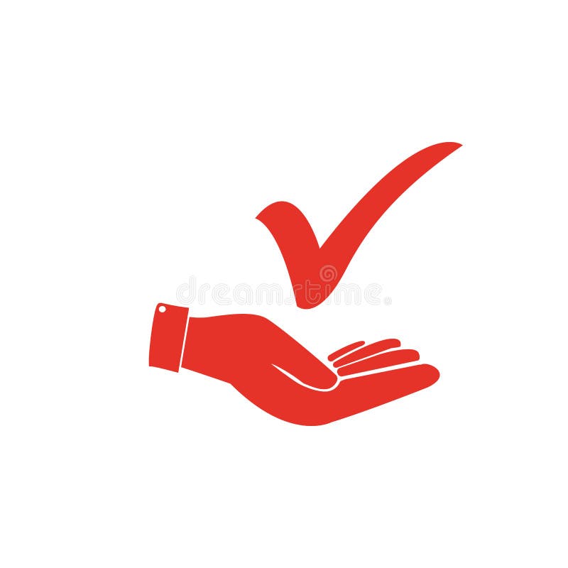 Checkmark on Hand Web Icon. Vector Design Stock Vector - Illustration ...