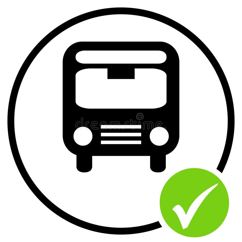 Checkmark Icon and Black Button Showing Bus Stock Illustration ...