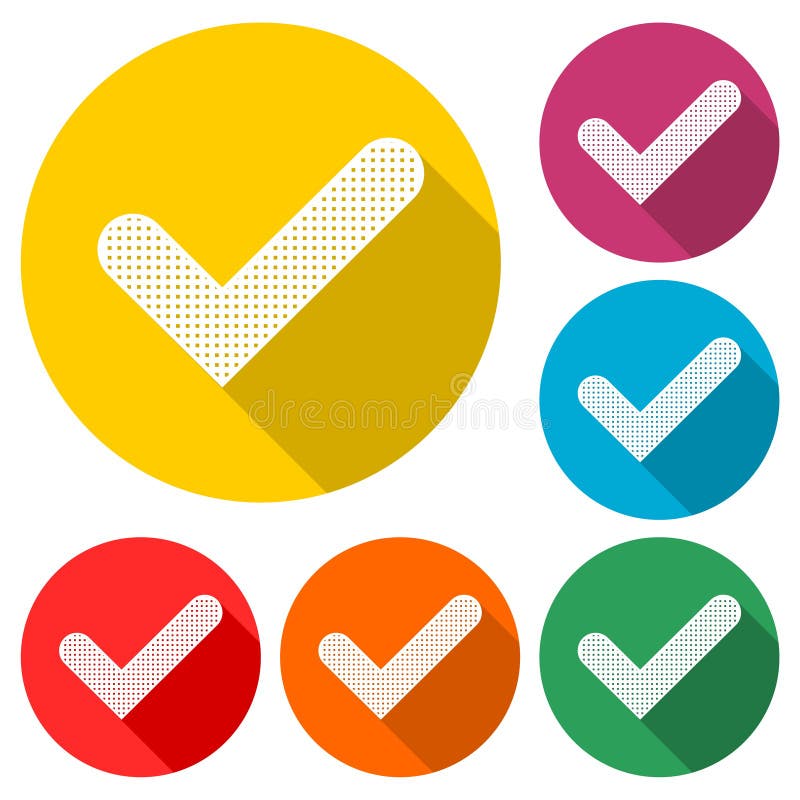 Checkmark Icon, Color Icon with Long Shadow Stock Vector - Illustration ...