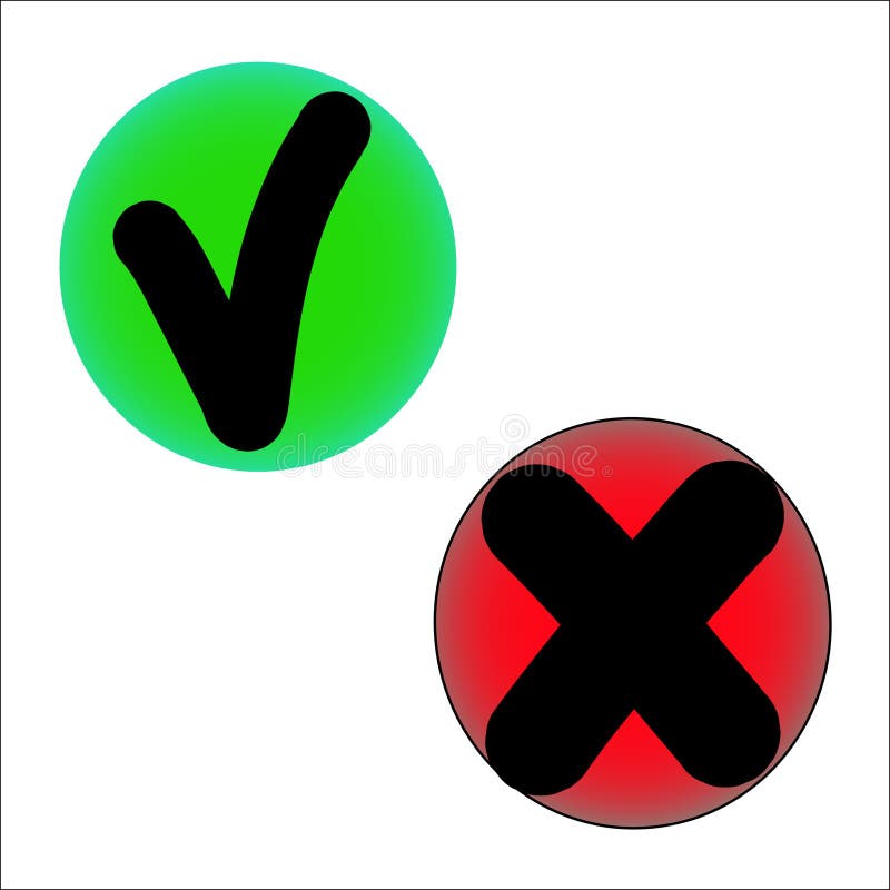 Checkmark Icon. Error Cross Shape. Approval Denial Symbols. Vector ...