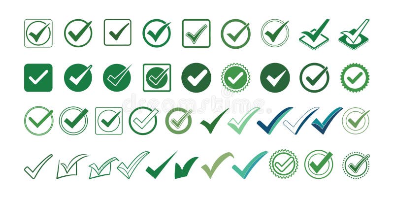 Checkmark Icon Set Green Tick Marks, Approved Symbols, and UI ...