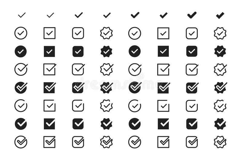 Checkmark Icon Set these are Symbols that Indicate Approval and ...
