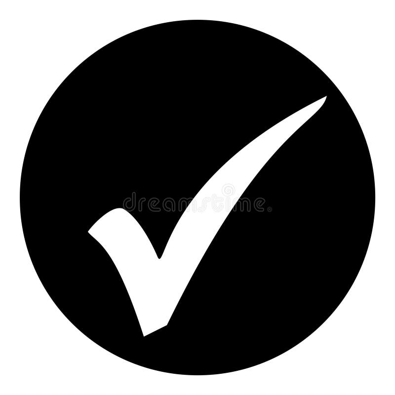 Checkmark Icon on Simple Black Button Stock Illustration - Illustration ...