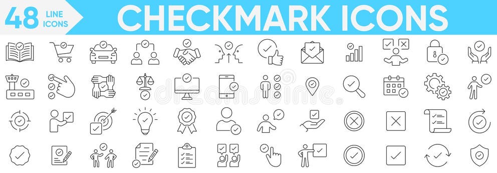 Checkmark Icon Vector and Illustrator Set.check, Accept, Agree ...